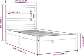 vidaXL Rám postele masivní borovice 100 x 200 cm [3104927] Barva: medová hnědá