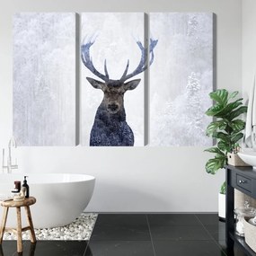 Vícedílný obraz Jelen V Zimním 3D Lese Nedostatek Nedostatek Přírodní plátno 180x120