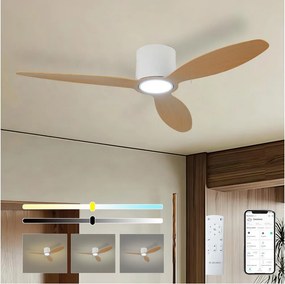 ZEVENTI - LED Stropní ventilátor VENTORA LED/24W/230V Wi-Fi Tuya bílá/dub + DO