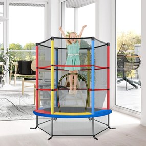 Costway Zahradní trampolína Ø 140 cm s ochrannou sítí trampolína pojme – barvitý