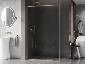Mexen Kioto-F sprchová stěna Walk-in s rámem 95 x 202 cm, průhledná 8 mm, zlatá kartáčovaná - 800-095-104-55-00