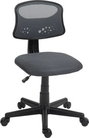 HOMCOM Bezarmý Ergonomický Kancelářský Klobouk s Mřížkovým Opěradlem, Otáčivý Stolečkový Kancelářský Klobouk s Nastavitelnou Výškou 120 kg Nosnost Šed