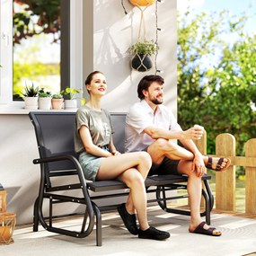Houpací křeslo Outsunny 2místná zahradní houpací lavice kovová lavice, šedá, zahradní nábytek 120 x 70 x 85 cm pro hodiny relaxace | Aosom.de