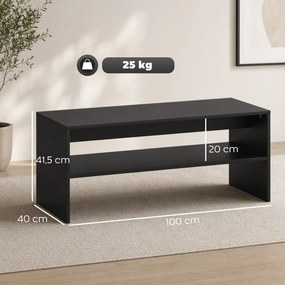 HOMCOM moderní konferenční stolek z dřeva ve 2 úrovních s otevřenou odkládací plochou, 100x40x41,5 cm, černý