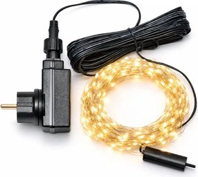 LED světelný řetěz, kapičky, 10 pramenů × 2 m, teple bílá, 240 diod, stříbrný kabel, IP44, vč. zdroje