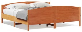 Rám postele s čelem voskově hnědý 200x200 cm masivní borovice,  3216163