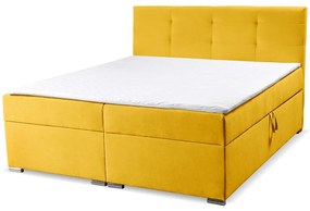 Dvoulůžko boxspring LOFF + rošt + matrace + topper | 180x200 | žlutá