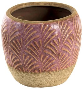 Růžový keramický obal na květináč - Ø 12*11 cm