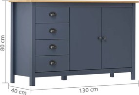Příborník Hill šedý 130 x 40 x 80 cm masivní borové dřevo 288933