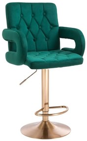 LuxuryForm DESIGN Barová židle BOSTON VELUR na zlaté kulaté podstavě - zelená