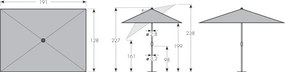Doppler myZone zahradní slunečník 190 x 125 cm světle šedá
