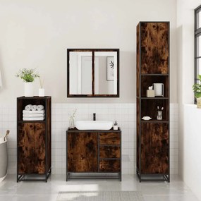 3dílný set koupelnového nábytku kouřový dub kompozitní dřevo 3300957