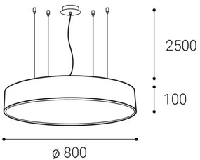 Led2 Závěsné LED svítidlo MONO P-Z ø 80 cm Barva: Bílá, Stmívání: DALI/PUSH