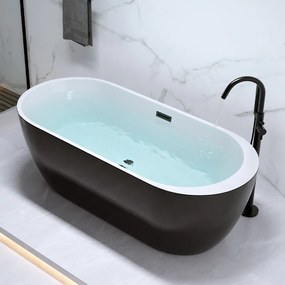 BPS-koupelny Volně stojící akrylátová vana HYD-POR503B 170x75 bílá/černá, odtokový komplet černý