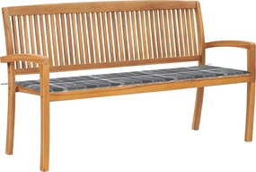 vidaXL Stohovatelná zahradní lavice s poduškou 159 cm masivní teak [3063316] Barva: Vzor šedá kostka