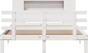 Postel s knihovnou bez matrace bílá 135x190 cm masivní borovice 3322705