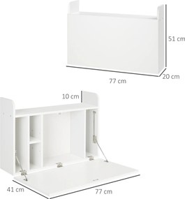 HOMCOM Závěsný skládací počítačový stůl se policí - 77 x 20 x 51 cm