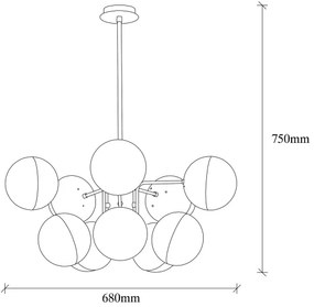 Lustr na tyči KARSOR 10xE27/40W/230V