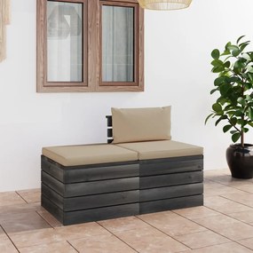 vidaXL 2dílná zahradní sedací souprava z palet + podušky borové dřevo [3061677] Barva polštáře: Béžová