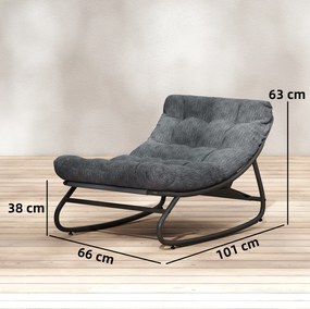 Houpací křeslo Houpací křeslo s širokým síťovaným sedákem a silným polštářem 101 x 66 x 63 cm šedé