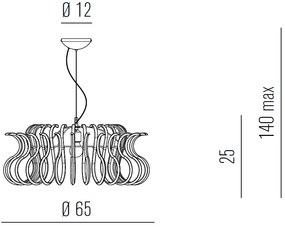Metal Lux 234.165 Wave, závěsné křišťálové svítidlo, 9x40W G9, prům. 65cm