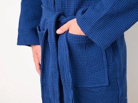 Vaflový župan s kapucí SPAFFLE, tmavě modrý Velikost: L/XL