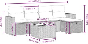 6dílná zahradní sedací souprava a podušky mix béžové polyratan 3263475