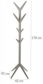 Dřevěný věšák Jess 178 cm šedý