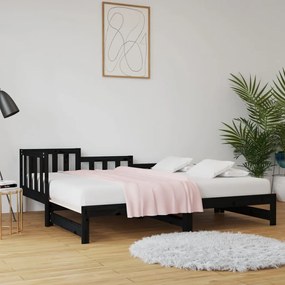 Výsuvná postel černá 2x (80 x 200) cm masivní borovice,  820740