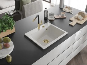 Mexen Oscar, 1-komorový granitový dřez 580x490x205 mm, bílá, 6519581000-20-G