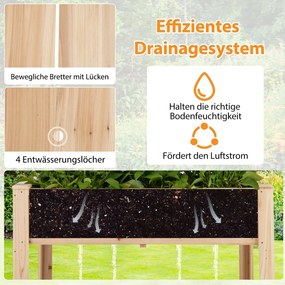 Costway Vyvýšený záhon s mříží a policí Záhon s drenážními otvory Zahradní záhon