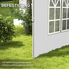 Outsunny sada 2 bočních panelů pro altán 3x3/3x4 m, boční stěna s oknem, voděodolná bílá barva