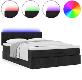 Osmanská postel s matrací &amp; LED diody černá 140x190 cm látka 3312307