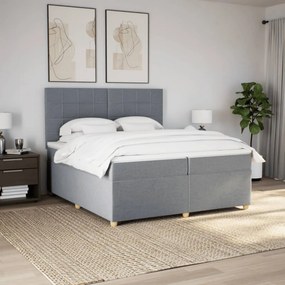Box spring postel s matrací světle šedá 200 x 200 cm textil 3293687