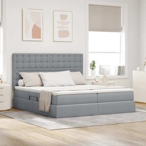 Postel s úložným prostorem Světle šedá 200 x 200 cm Textil 3372227