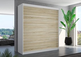 Šatní skříň s posuvnými dveřmi Spectra - 200 cm Barva: dub Sonoma/Bílá