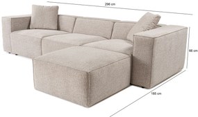 Hanah Home Čtyřmístná pohovka s pufem LORA mocha 303 cm