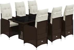 7dílný zahradní bistro set s poduškami hnědý polyratan 3277072