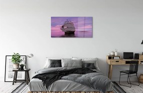 Obraz na skle Fialové nebe ship sea 120x60 cm