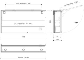 Sapho CLOE galerka s LED osvětlením 100x50x18cm, borovice rustik - CE100-0016