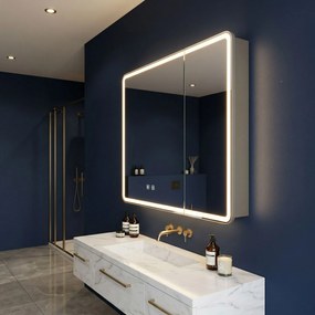 Rea Rea, LED zrcadlová skříňka s osvětlením 60x70 cm, plast, M1011-60, bílá-šedá, REA-M0100