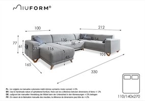 Světle šedá rozkládací/s úložným prostorem rohová pohovka (pravý roh/do "U") Classy Sophie – Miuform