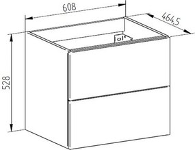 Mereo Mereo, Aira, koupelnová skříňka s keramickým umyvadlem 61 cm, bílá, dub, šedá, CN710