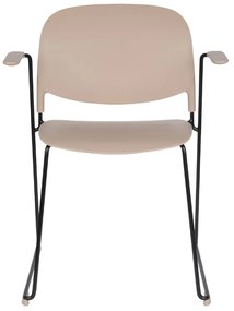 OnaDnes -20% White Label Béžová plastová jídelní židle WLL Stacks s područkami