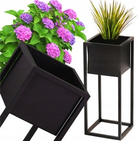 Držák Na Květináč Kovový Stojan Na Květiny Černý 50 CM Loft Polský Výrobek