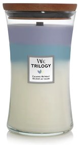 WoodWick vonná svíčka s dřevěným knotem Trilogy Calming Retreats 609 g