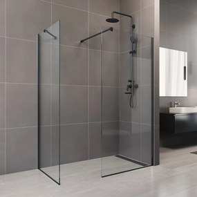 Mereo Mereo, Sprchová stěna WALK IN, Novea, black ALU, sklo Čiré, CK10607HB