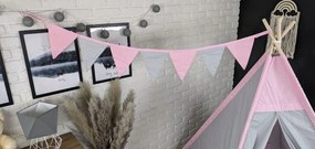 Dětský stan TEEPEE (TÝPÍ) ANIMALS s doplňky - PLAMEŇÁK A KAMARÁDI - šedý/růžový