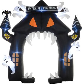 Outsunny Halloween nafukovací oblouk, Halloween dekorace, 300 cm velká Halloween dekorace s LED osvětlením, párty dekorace pro vnitřní a venkovní pro…