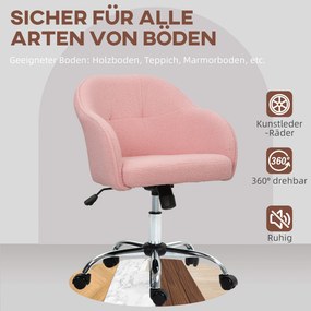 HOMCOM kancelářská židle, Teddy plyšová ergonomická desk židle, nastavitelná výška, polstrované sedadlo a opěradlo, 360° otáčení, moderní design, do …